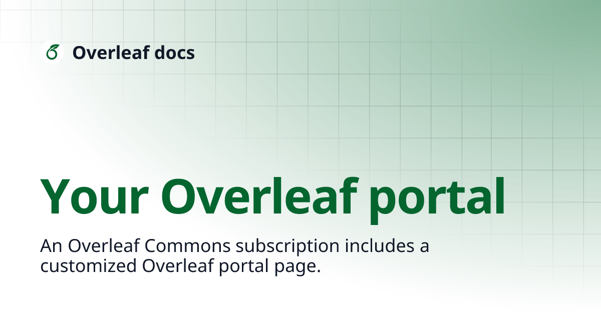 Your Overleaf portal | Overleaf docs
