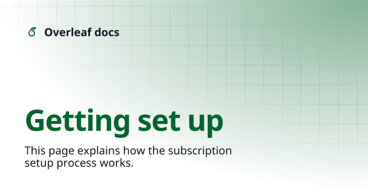 Getting set up | Overleaf docs