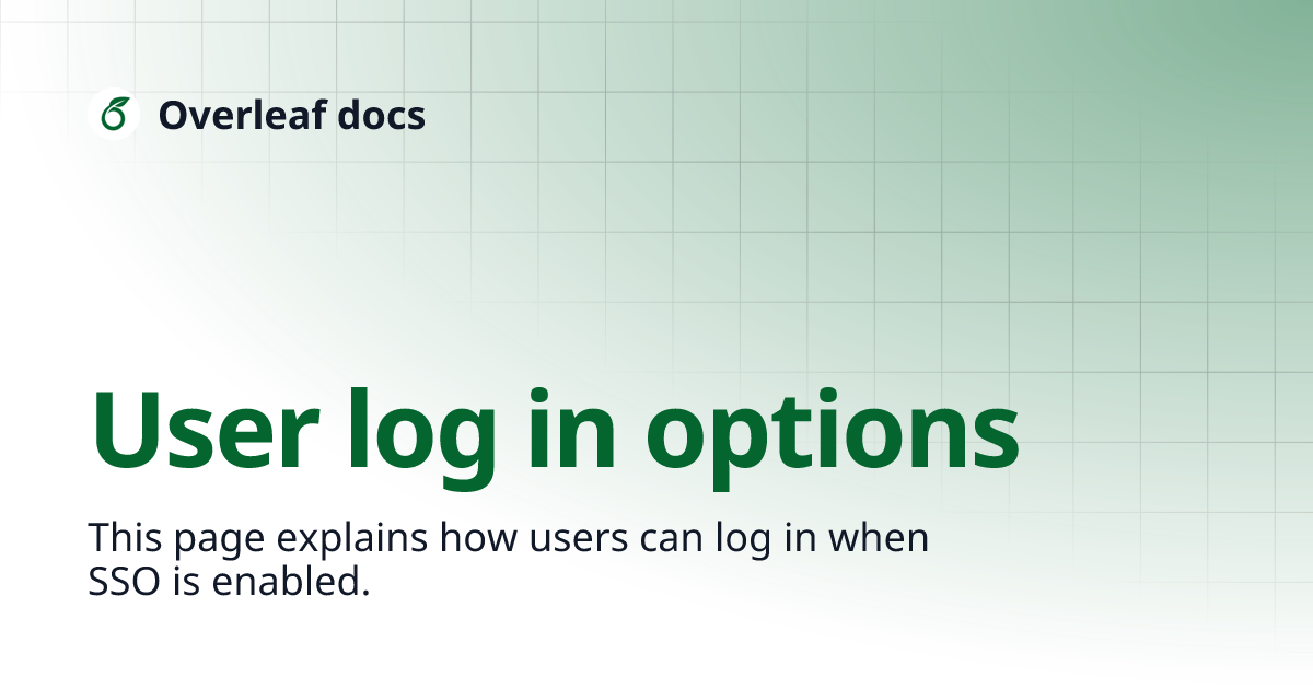 User log in options | Overleaf Commons | Overleaf docs