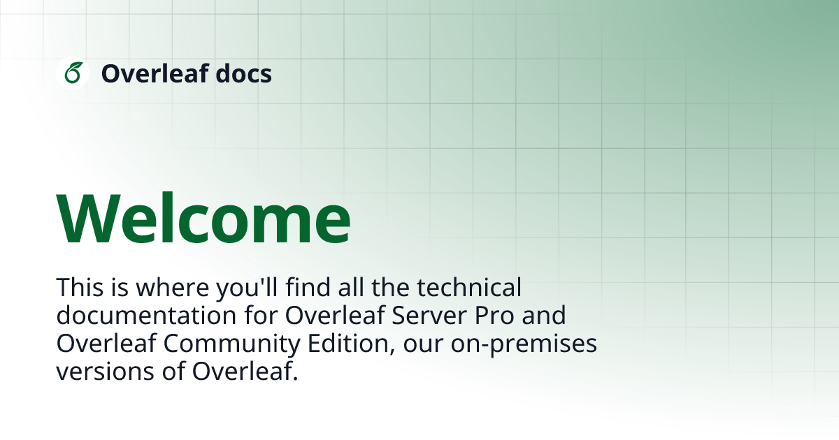 Welcome | Overleaf docs