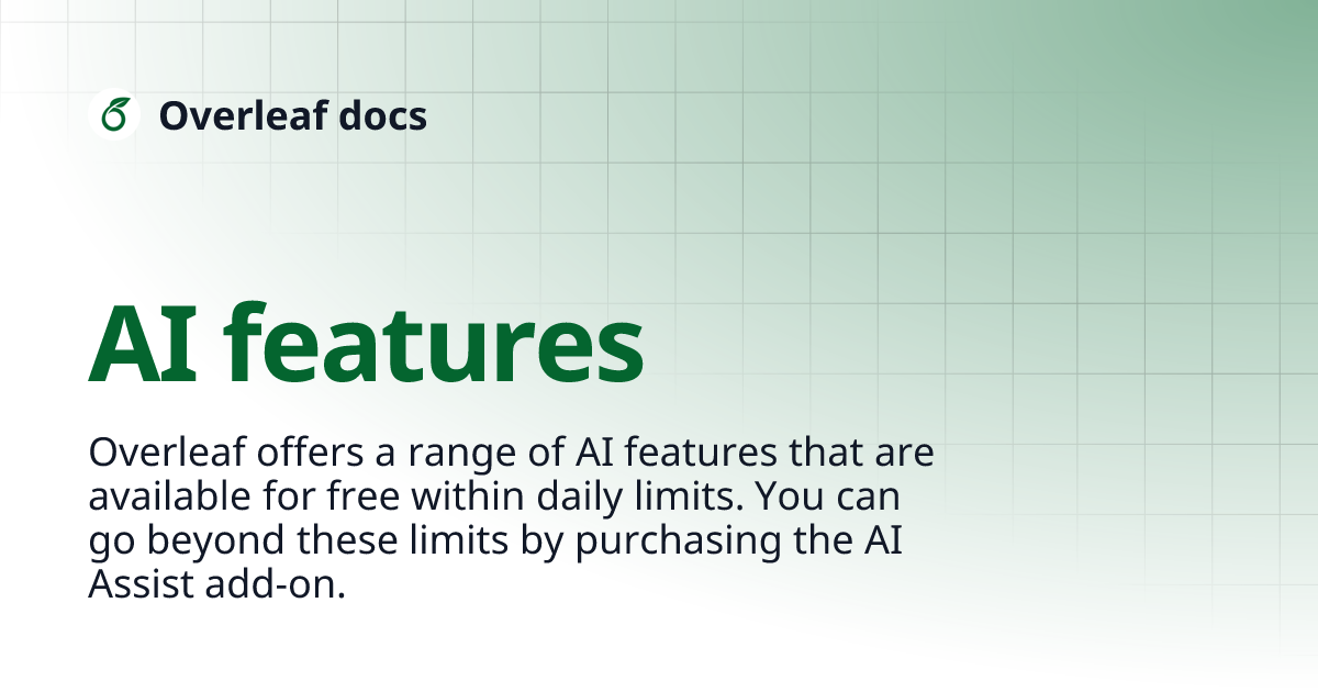 AI features | Overleaf docs