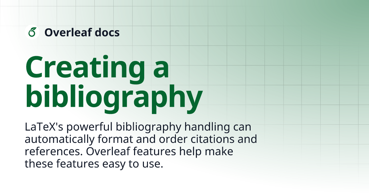 Creating a bibliography | Overleaf docs