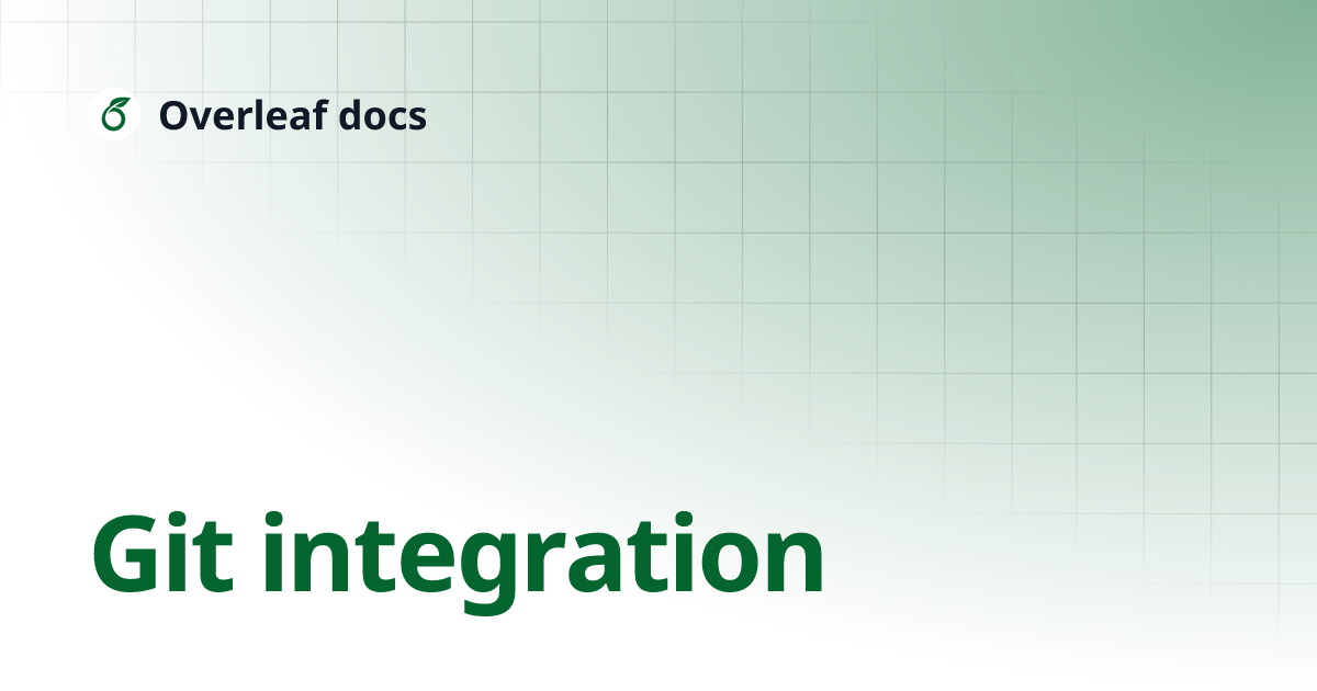 Git integration | Overleaf docs