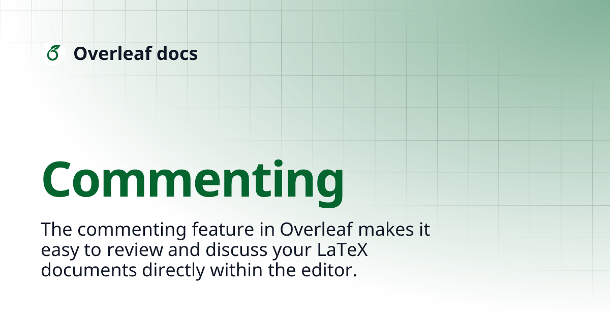 Commenting | Overleaf docs