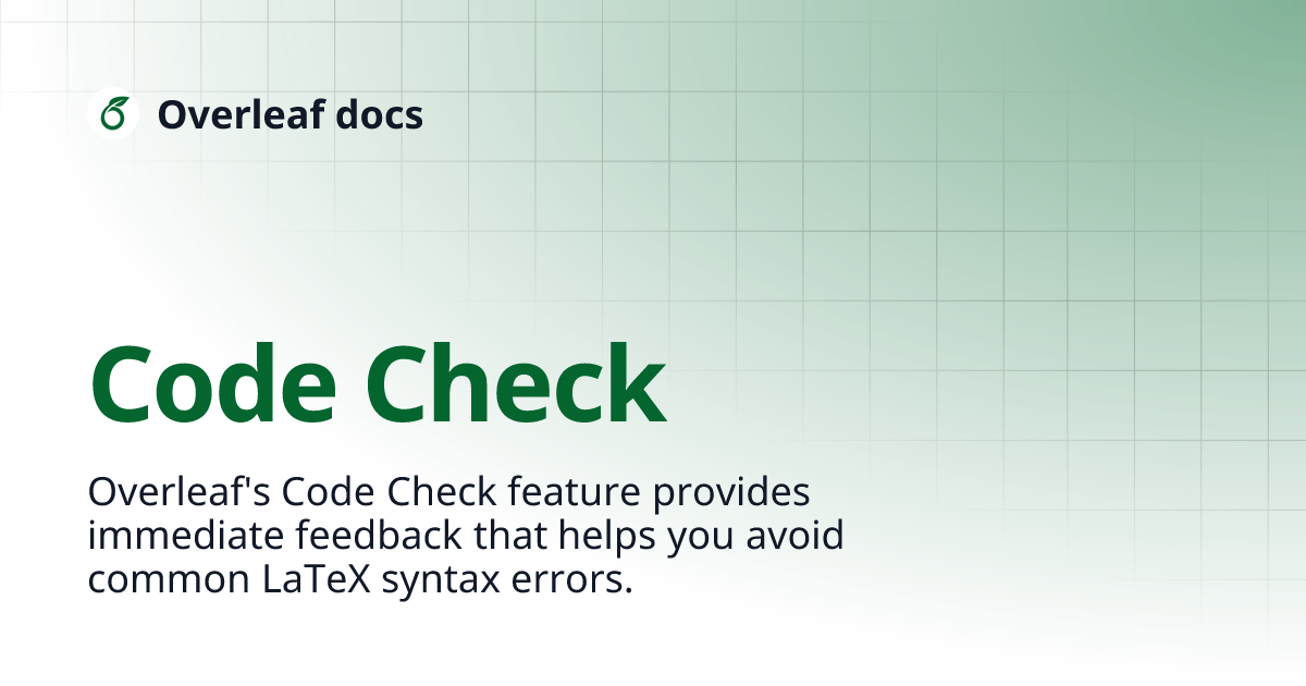Code Check | Overleaf docs