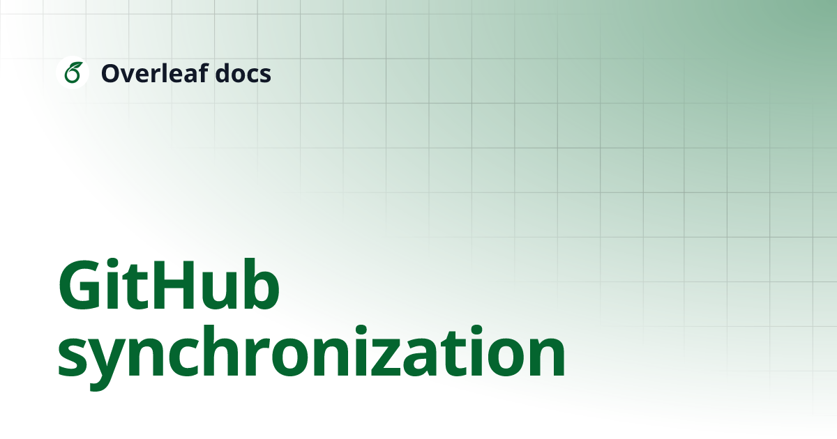 GitHub synchronization | Overleaf docs