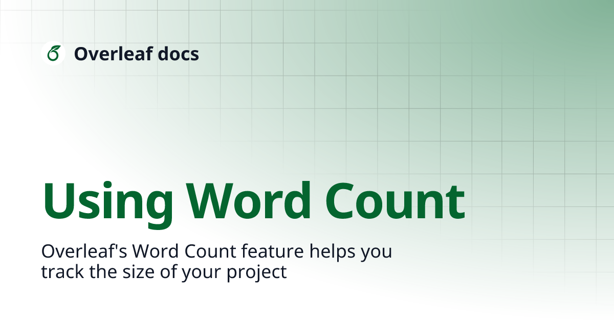 Using Word Count | Overleaf docs