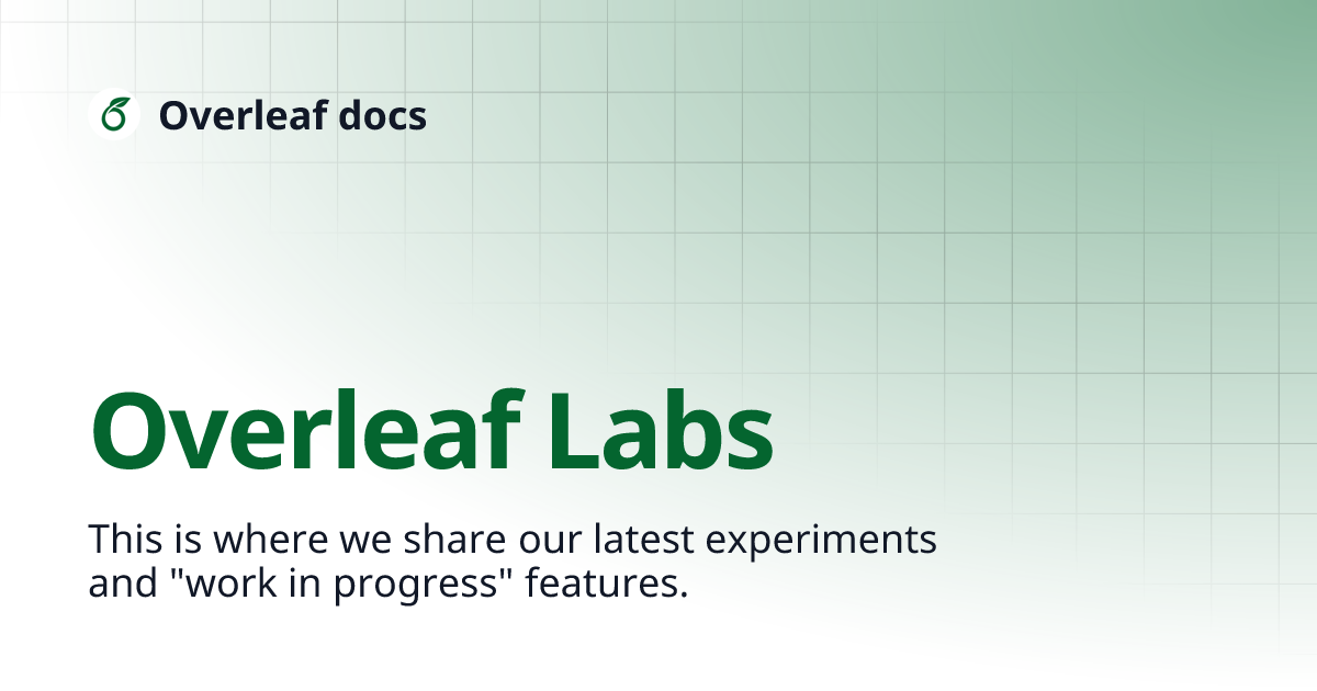 Overleaf Labs | Overleaf docs